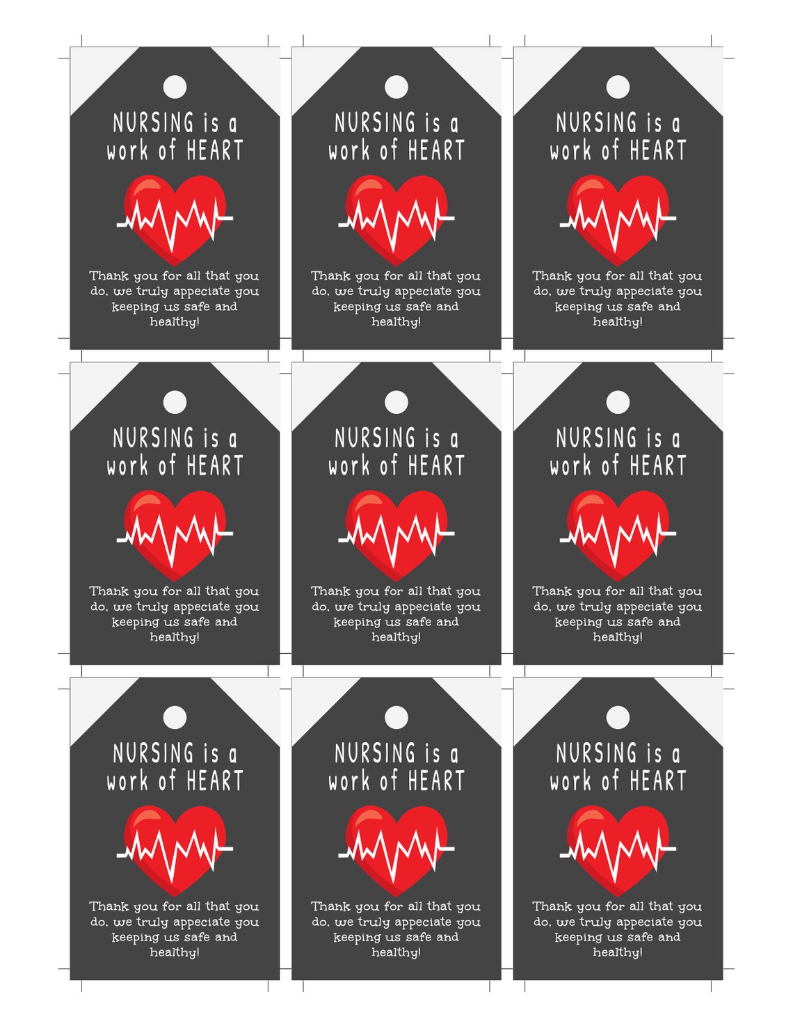 Nursing Appreciation Gift Tag Editable Template Frontline - Etsy