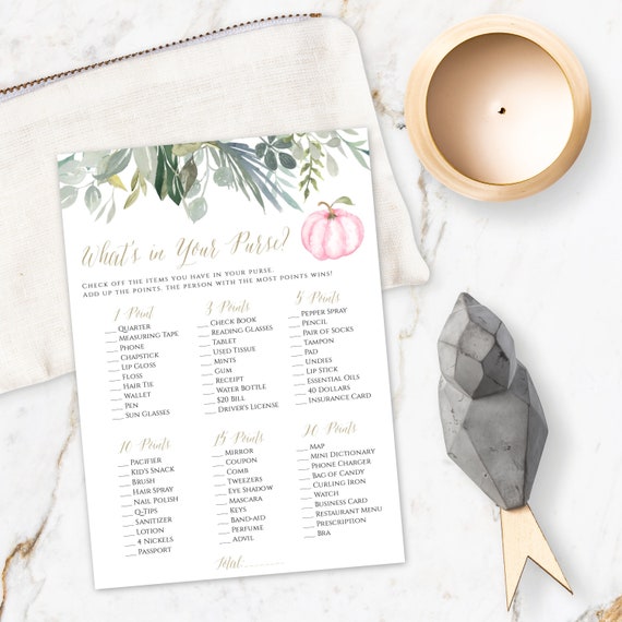 Pink Pumpkin Baby Shower Game Template What's in Your | Etsy