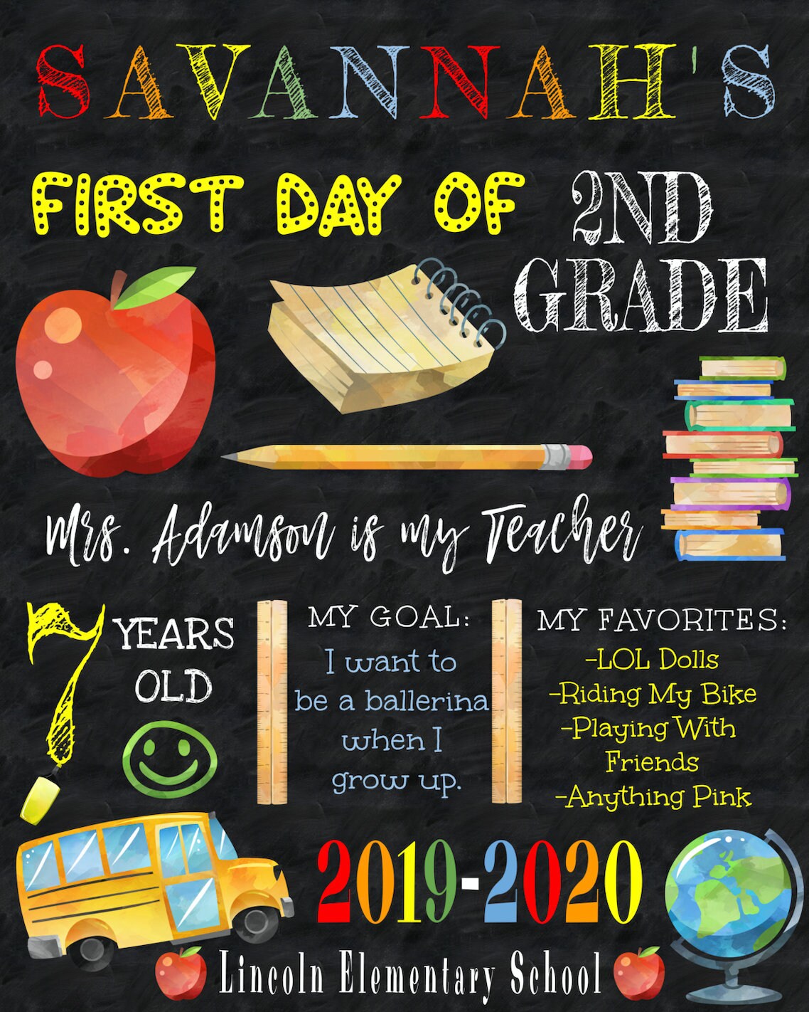 Editable Back to School Template for Any Age First Day of - Etsy