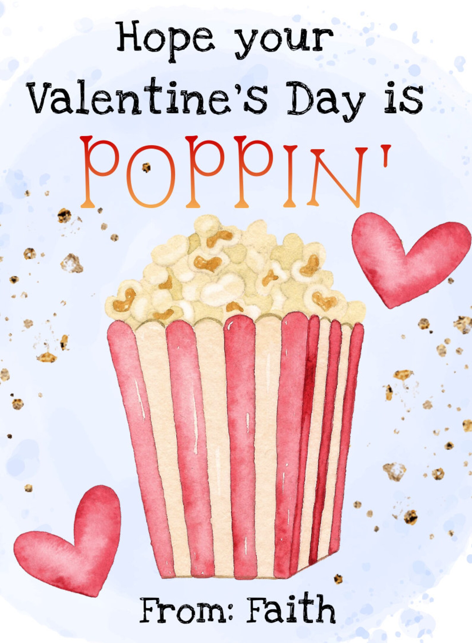 Popcorn Valentines Day Card Template Printable Popcorn | Etsy
