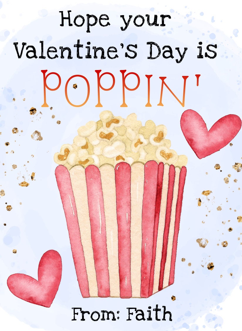 Popcorn Valentines Day Card Template Printable Popcorn | Etsy