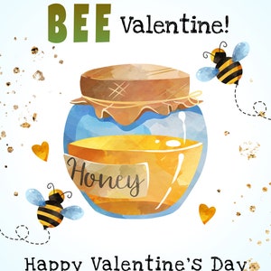 Bee Valentines Day Card Template, Honey Bee Valentine Card for Kids ...