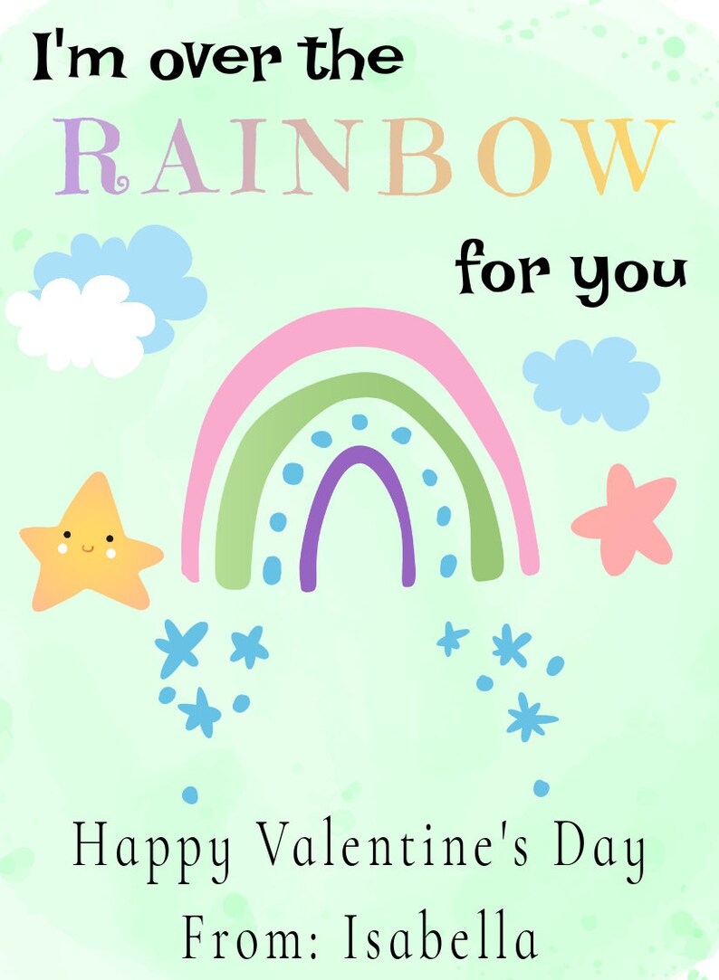 Rainbow Valentines Day Card Template Rainbow Valentines Cards - Etsy