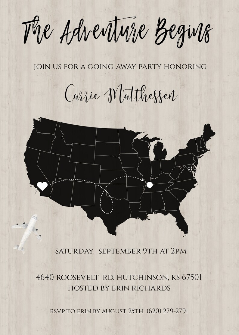 Map Invitation Template DIY Editable Going Away Party Invite | Etsy