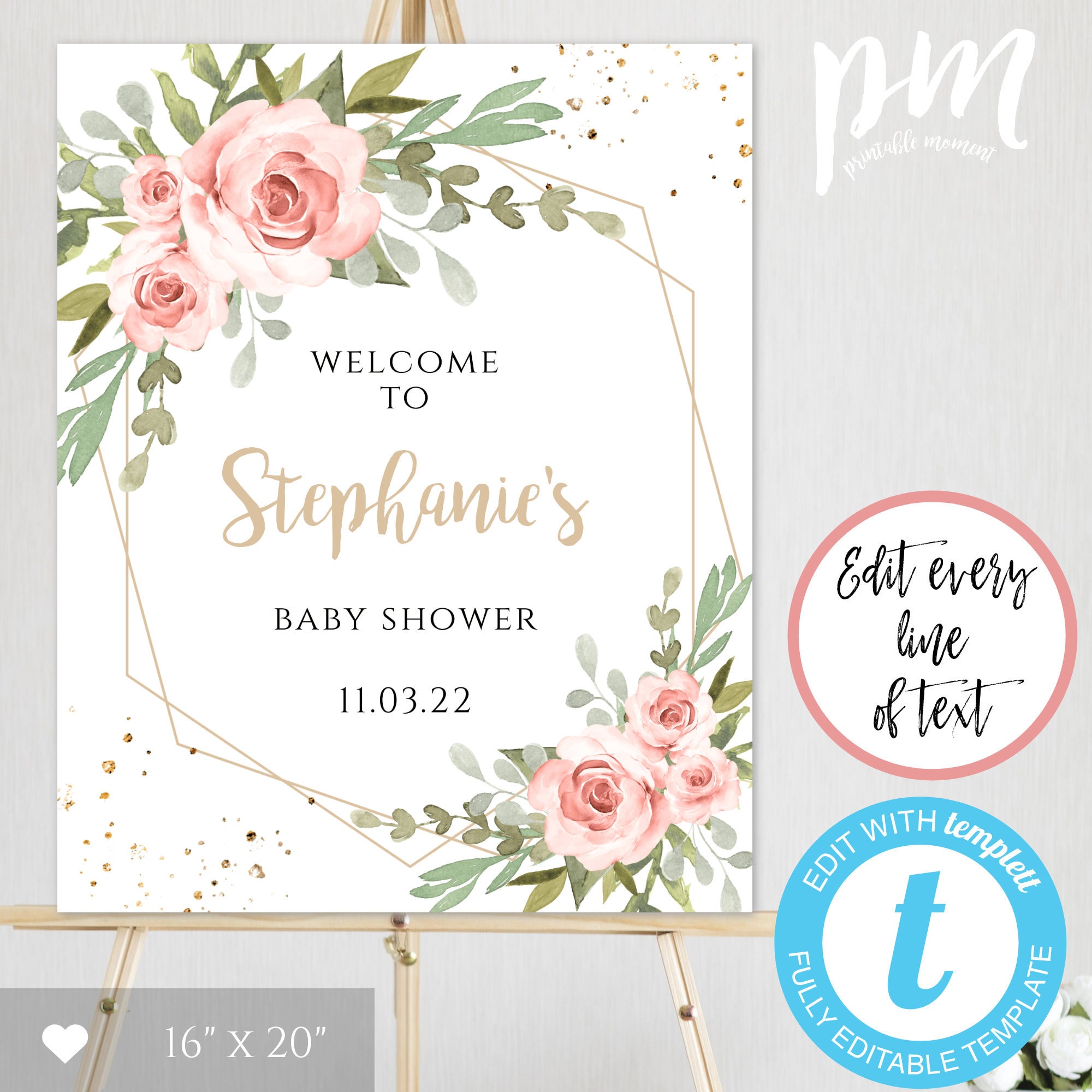 Welcome to Baby Shower Sign Template, Welcome Sign Girl, Printable Pink ...