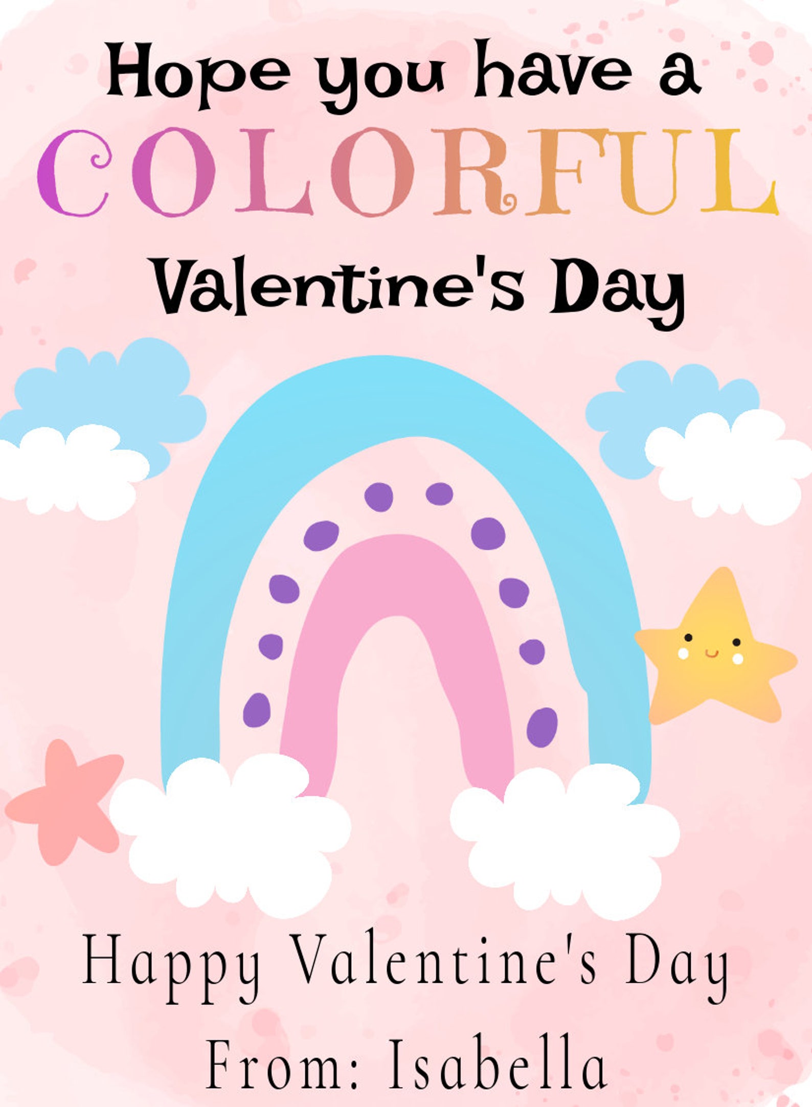 Rainbow Valentines Day Card Template Rainbow Valentines Cards - Etsy