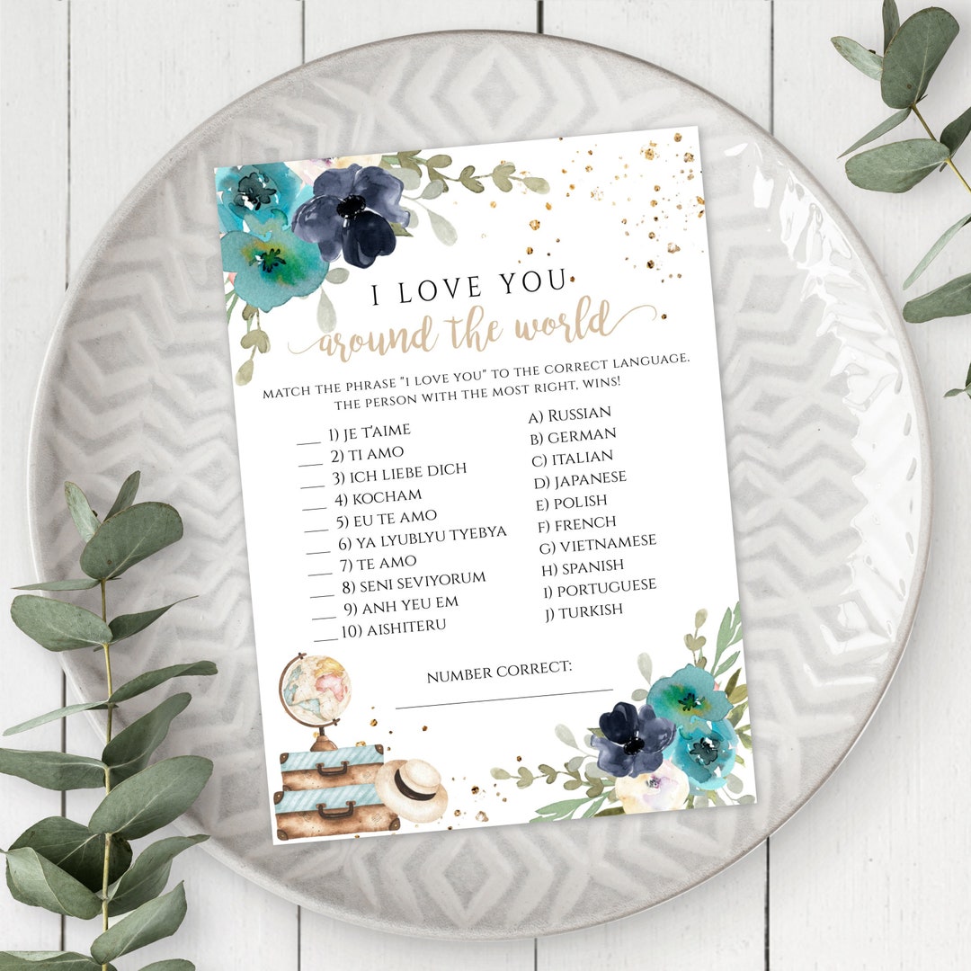 I Love You Around the World Game Template for Travel Bridal Shower ...