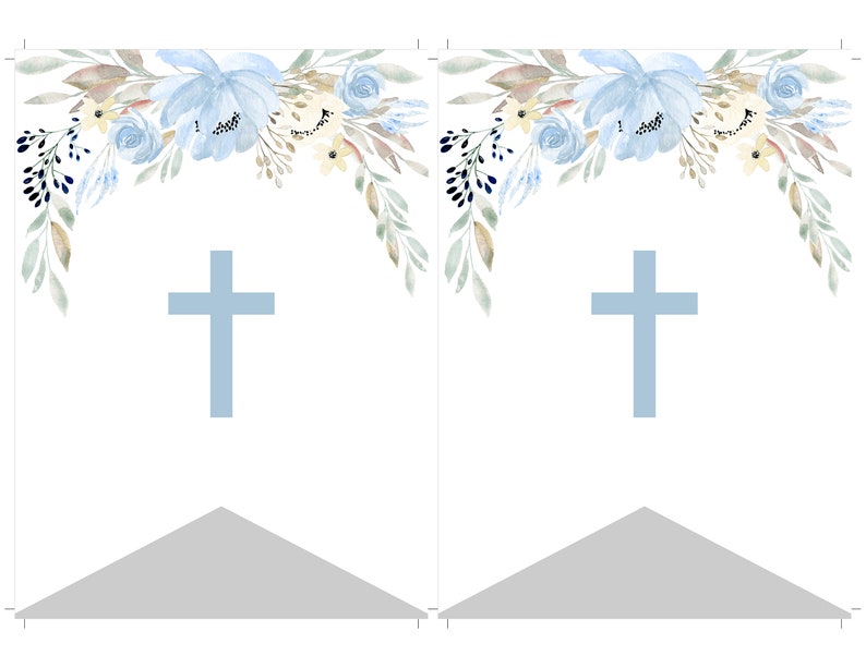 Blue Floral God Bless Banner Template for Boy Baptism - Etsy