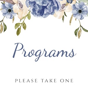 Blue Floral Program Sign Template Printable Program Sign - Etsy