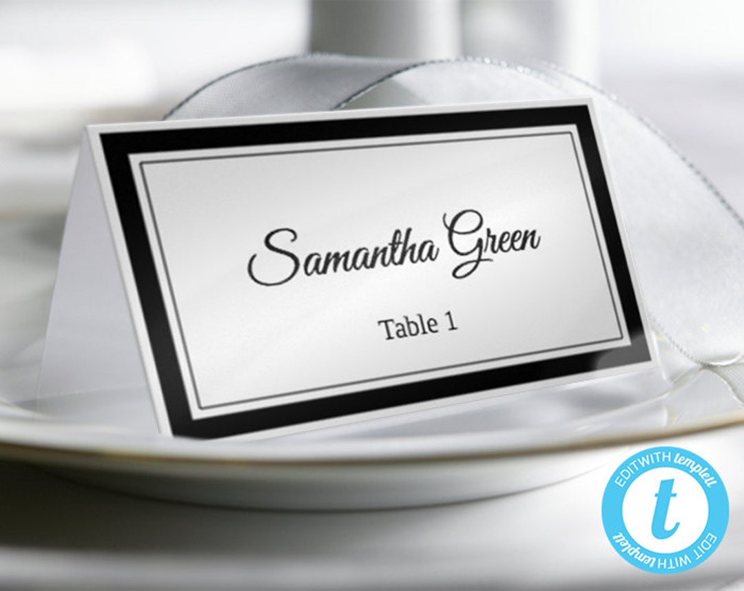 Printable Wedding Place Card Template, Calligraphy Place Cards ...