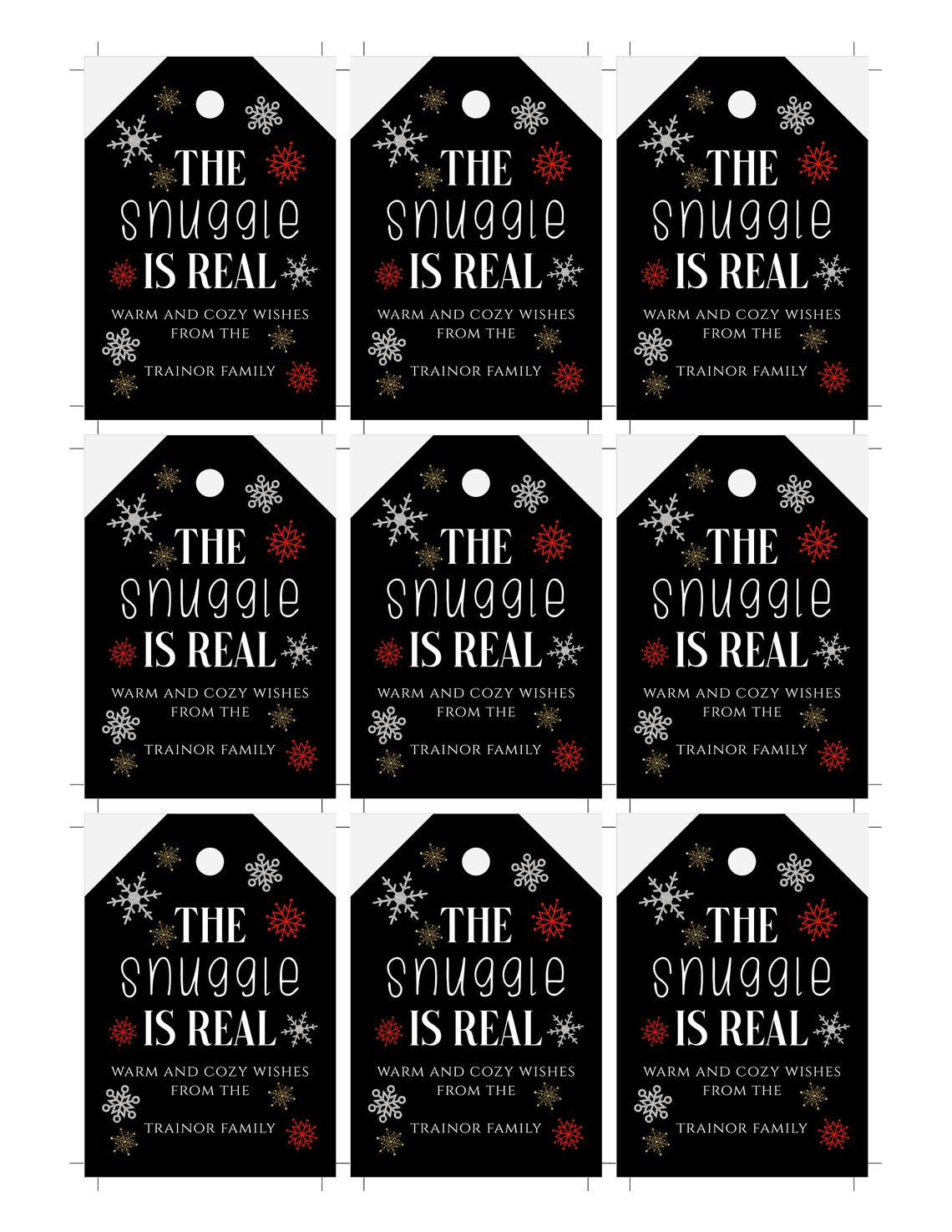 The Snuggle is Real Gift Tag Template, Warm and Cozy Holiday Gift Tags ...