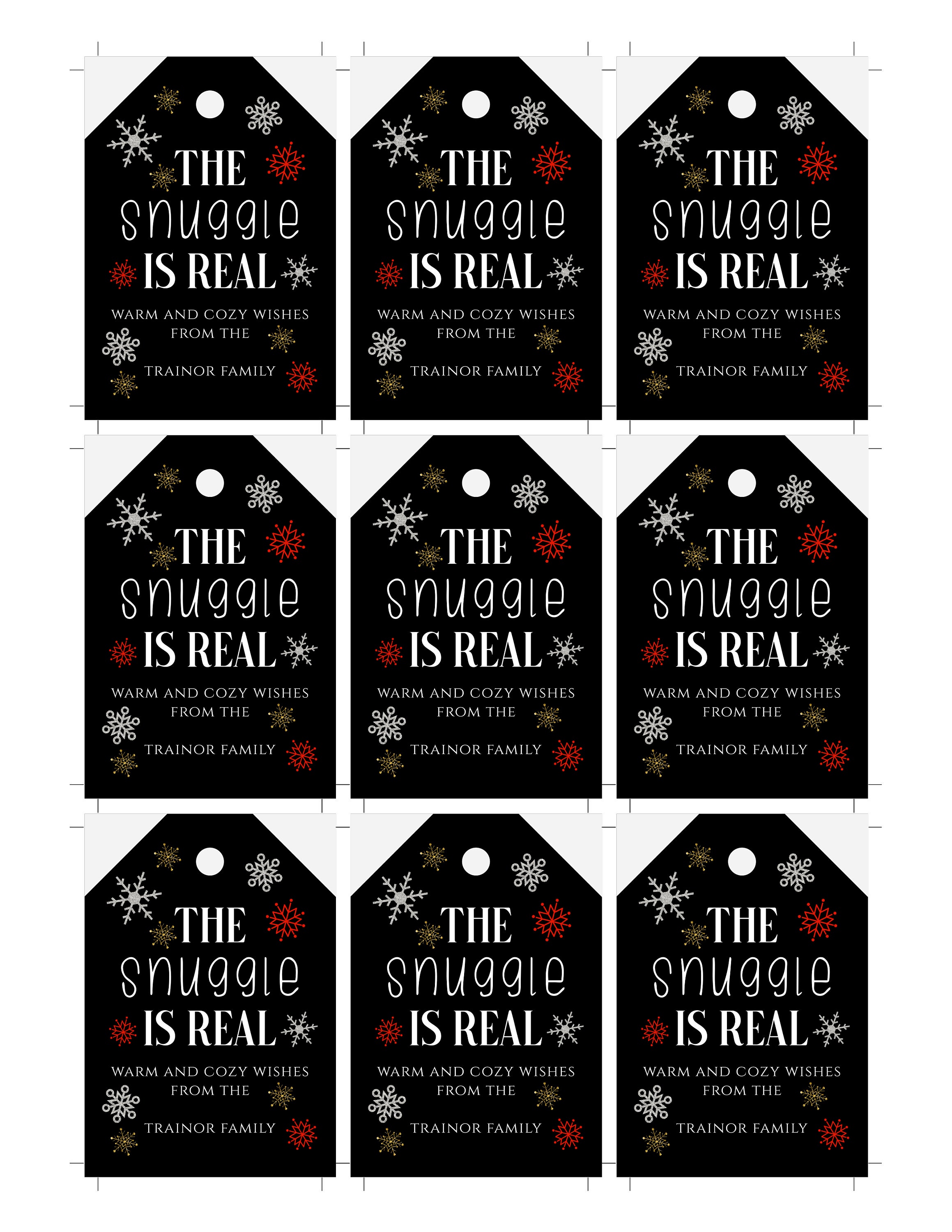 The Snuggle is Real Gift Tag Template, Warm and Cozy Holiday Gift Tags ...