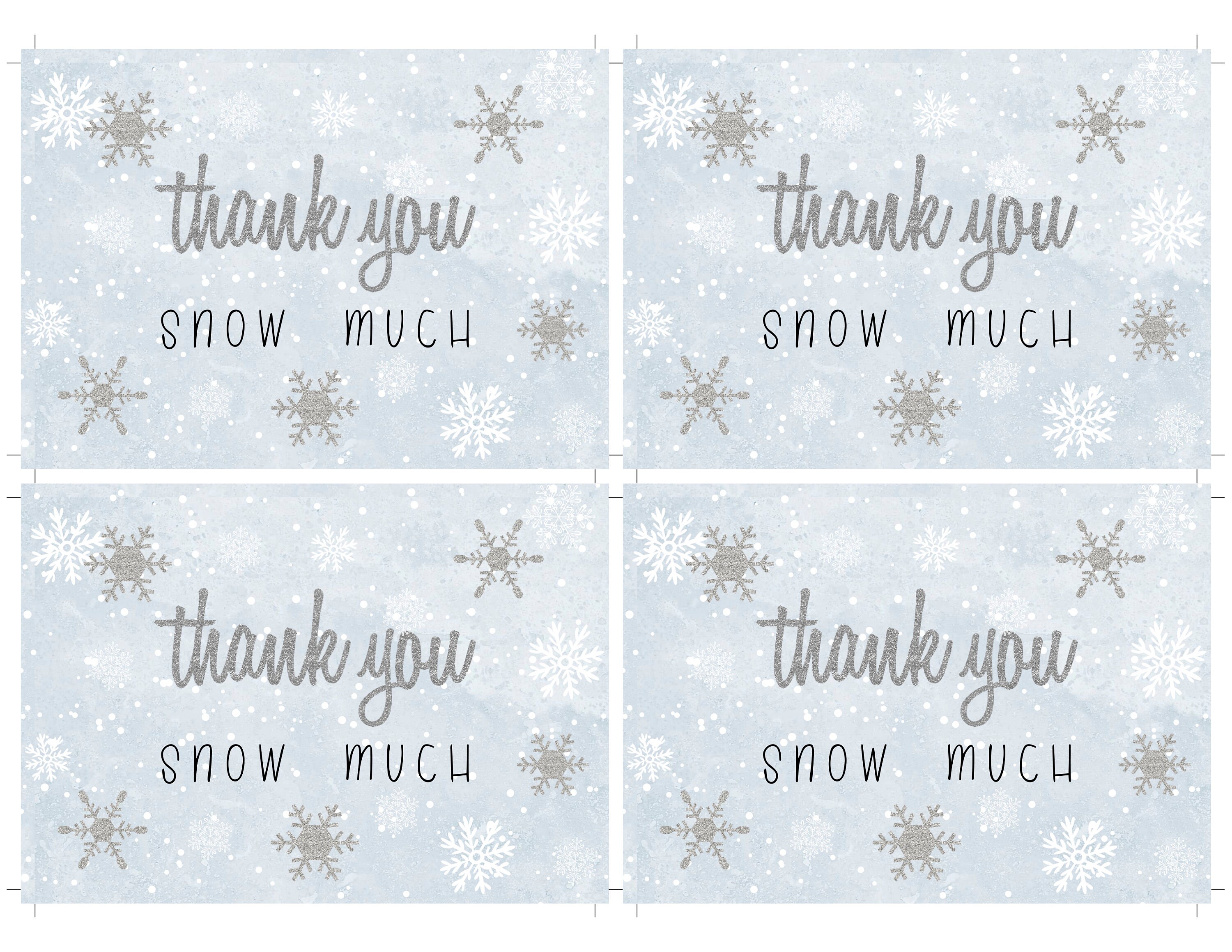 Winter One-derland Thank You Snow Much Card Template Blue | Etsy