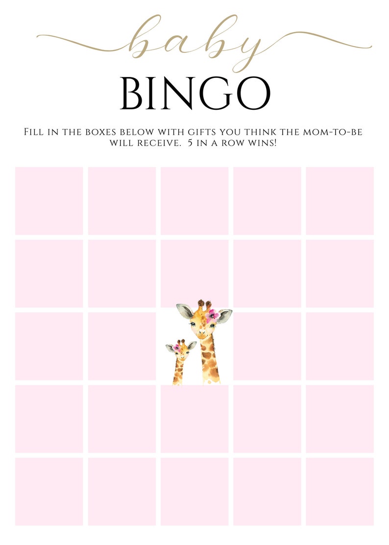 Pink Giraffe Baby Shower Game Bundle Template Set, Giraffe Shower Games ...