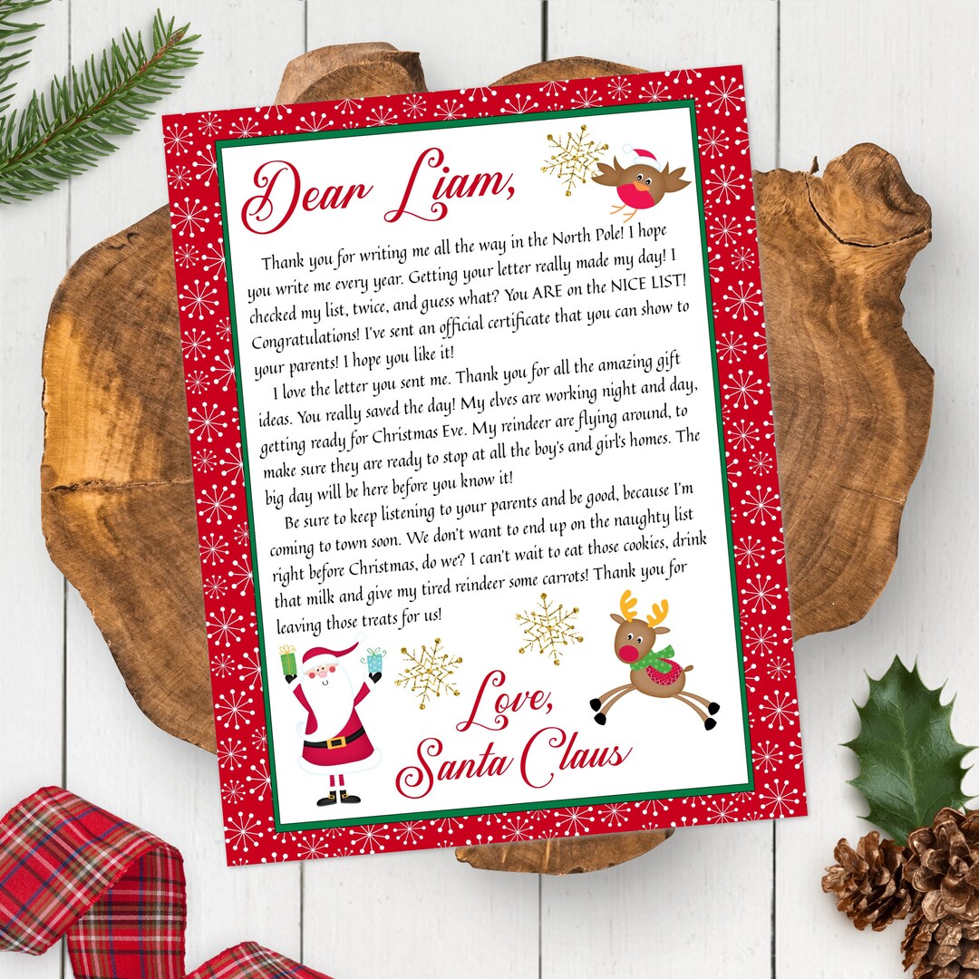 Letter From Santa Template, Editable Santa Christmas Letter, Printable ...