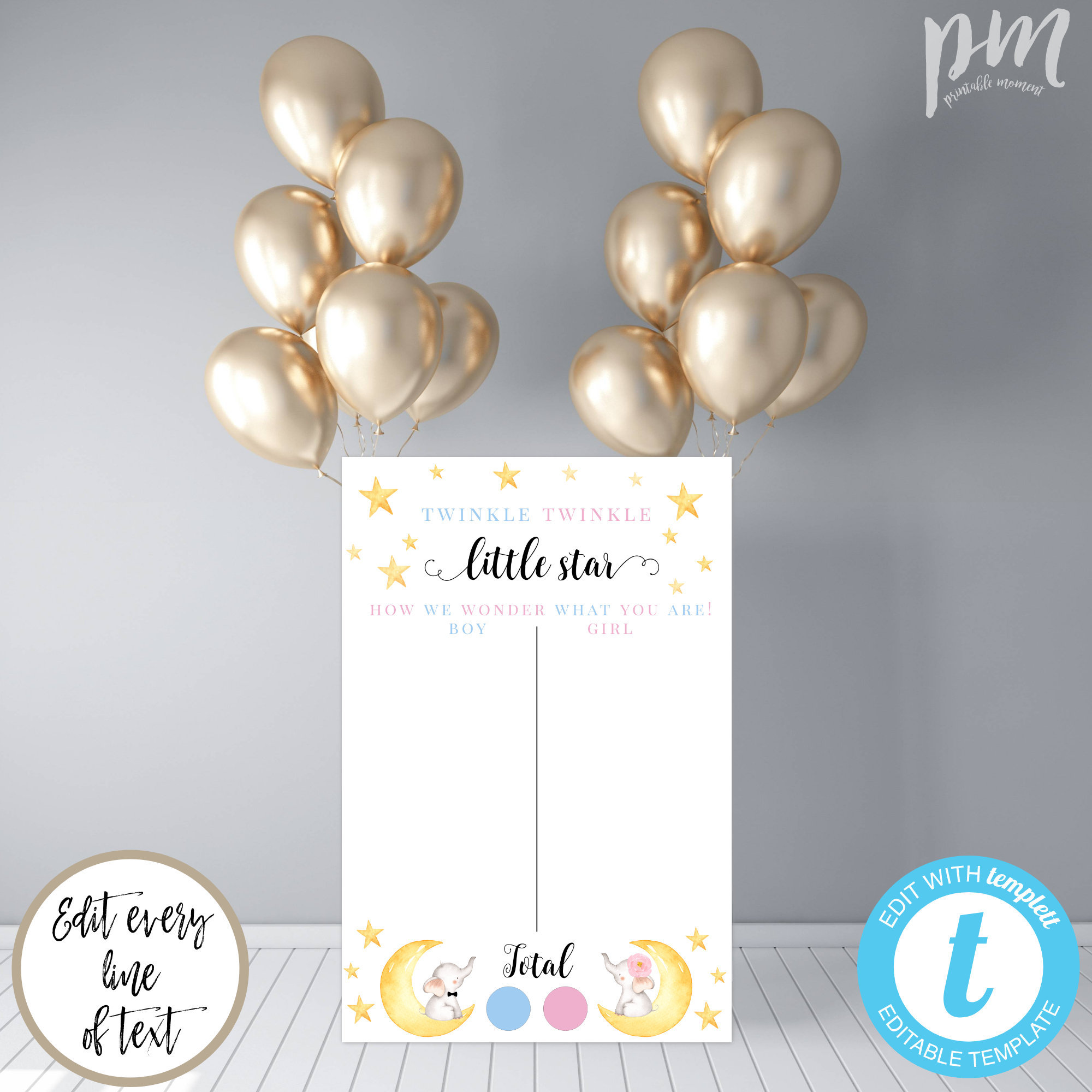 Guess the Baby Gender Sign Template Gender Voting Gender | Etsy