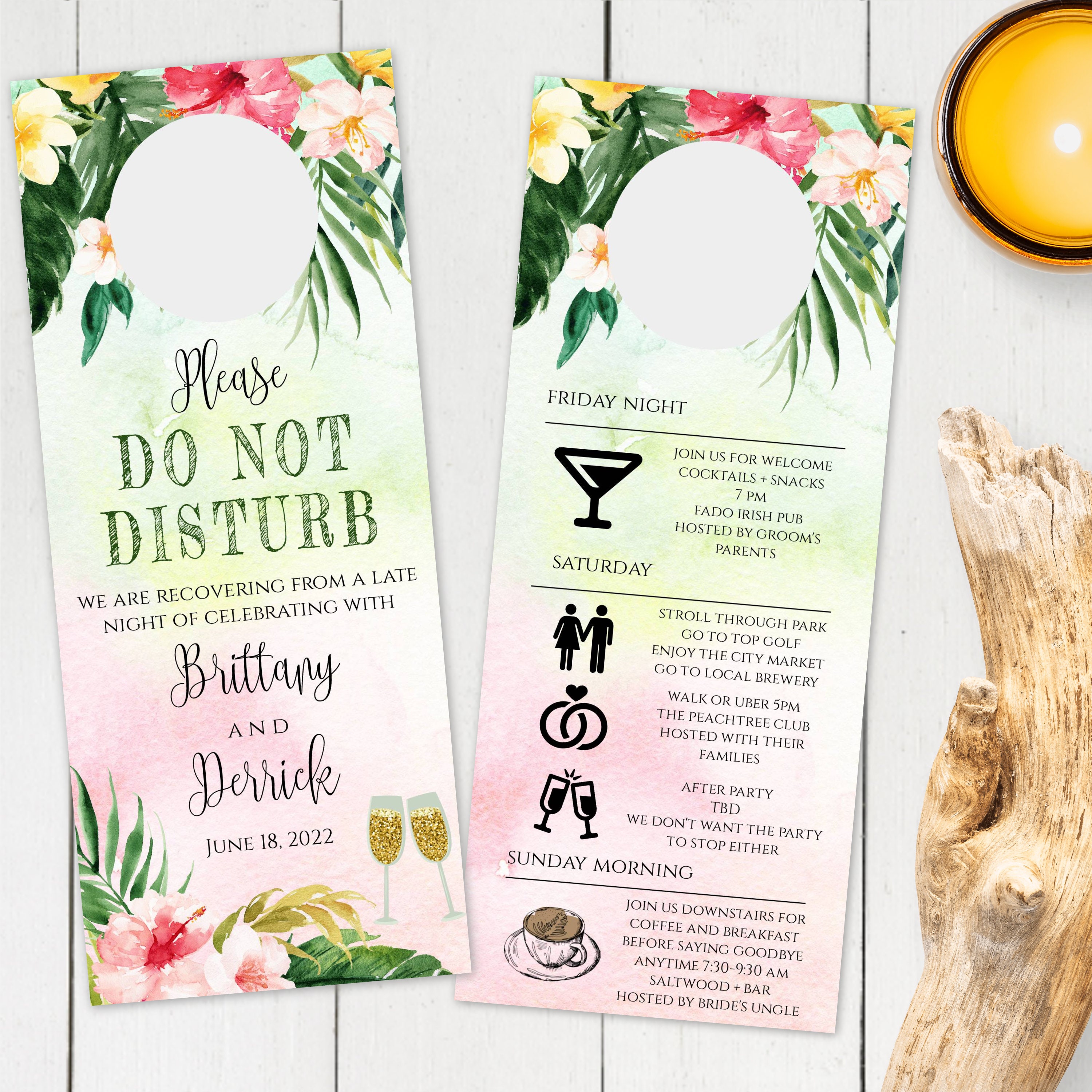 Do Not Disturb Tropical Door Hanger Template, Printable Hotel Door ...