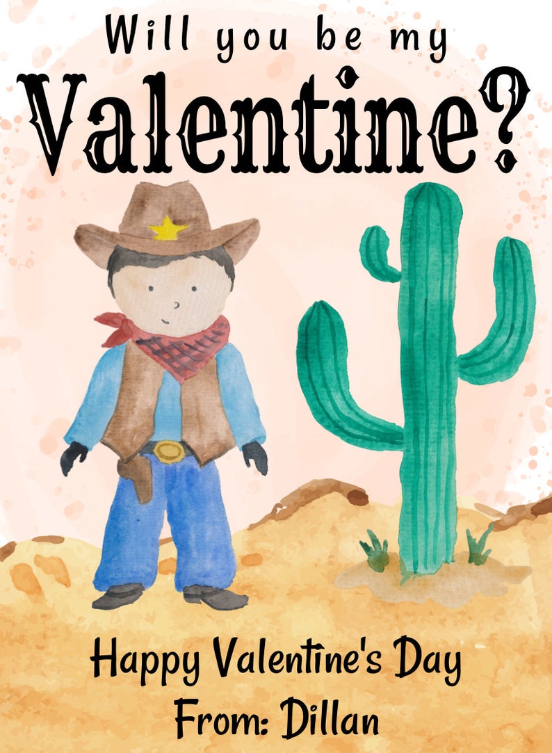 Cowboy Valentine Card Template Western Valentines Cards for - Etsy