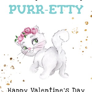 Cat Valentine Card Template, Kitten Valentines Cards for Kids Classroom ...