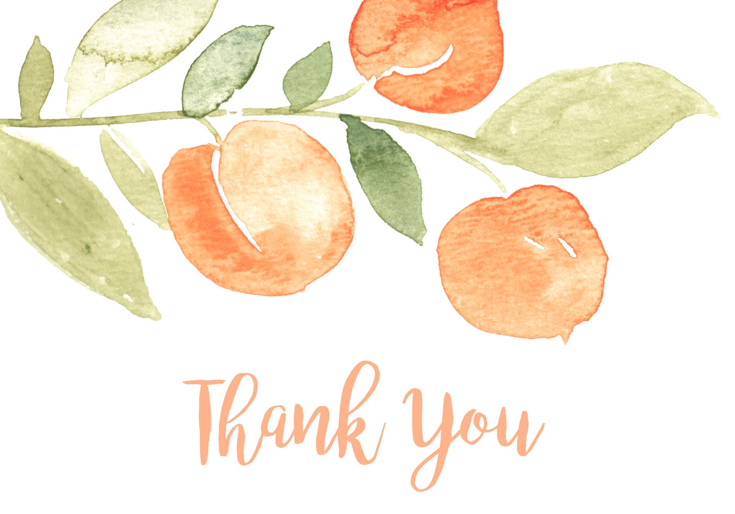 Peach Thank Card Template Thank You Note Printable Editable | Etsy
