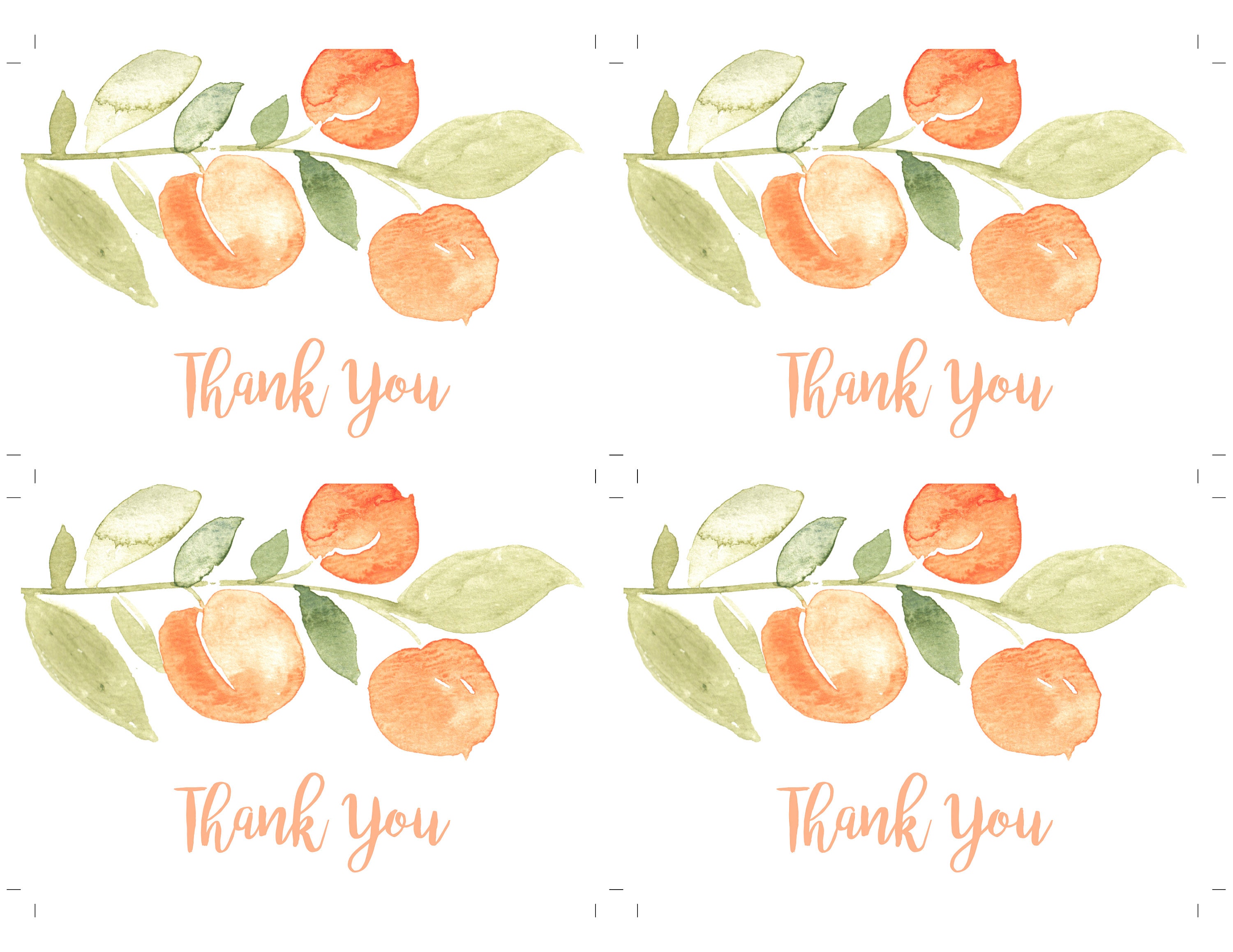 Peach Thank Card Template Thank You Note Printable Editable | Etsy