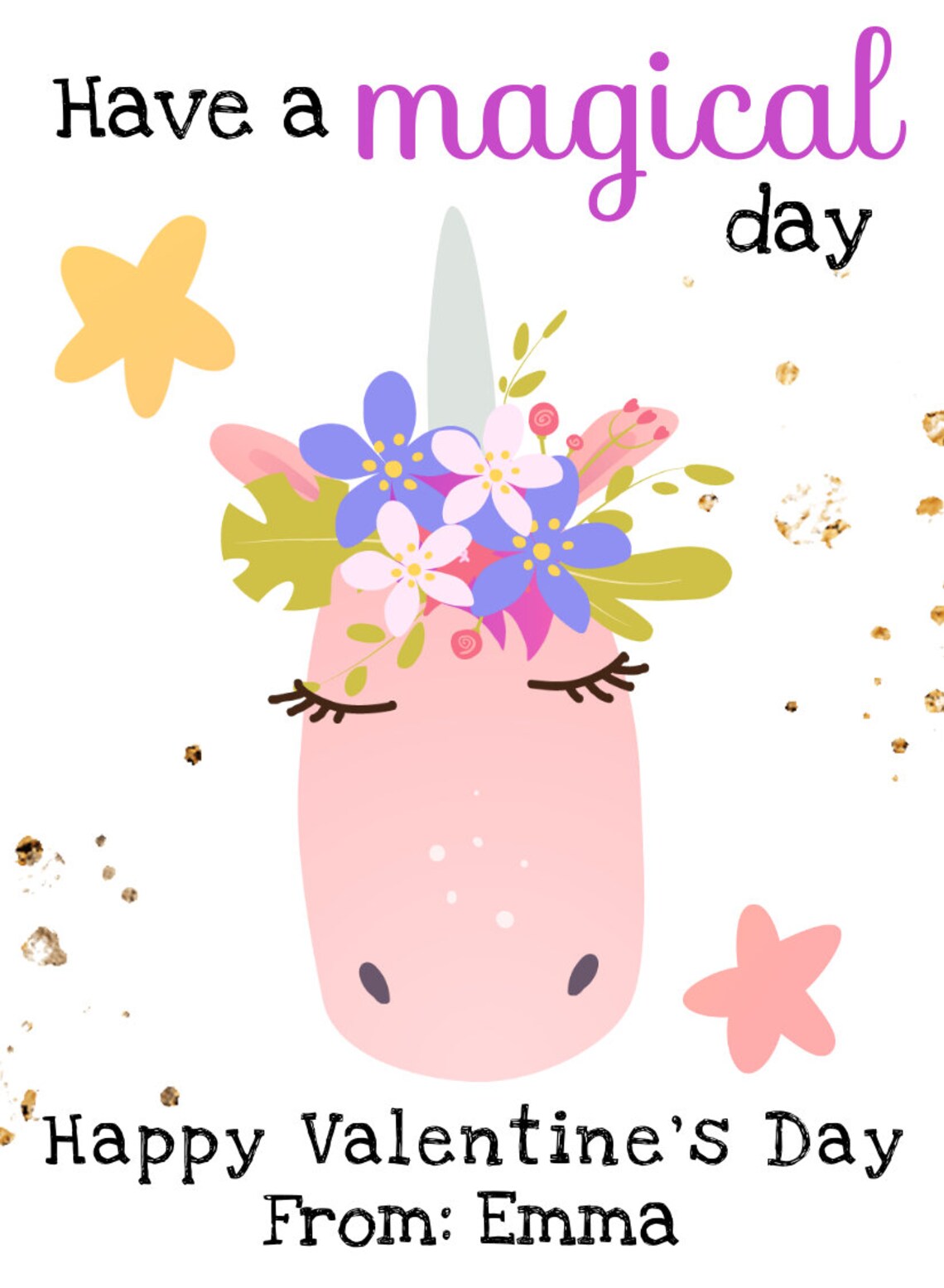 Magical Valentines Day Card Template Unicorn Valentines Cards | Etsy