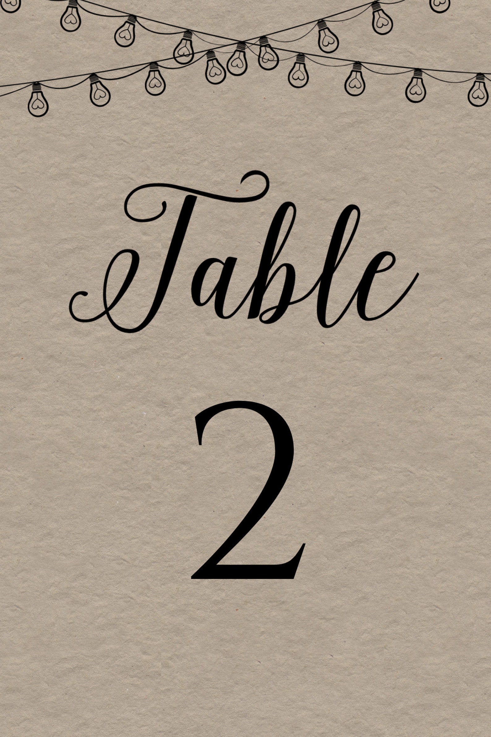 Rustic Table Number Template With String Lights Printable | Etsy