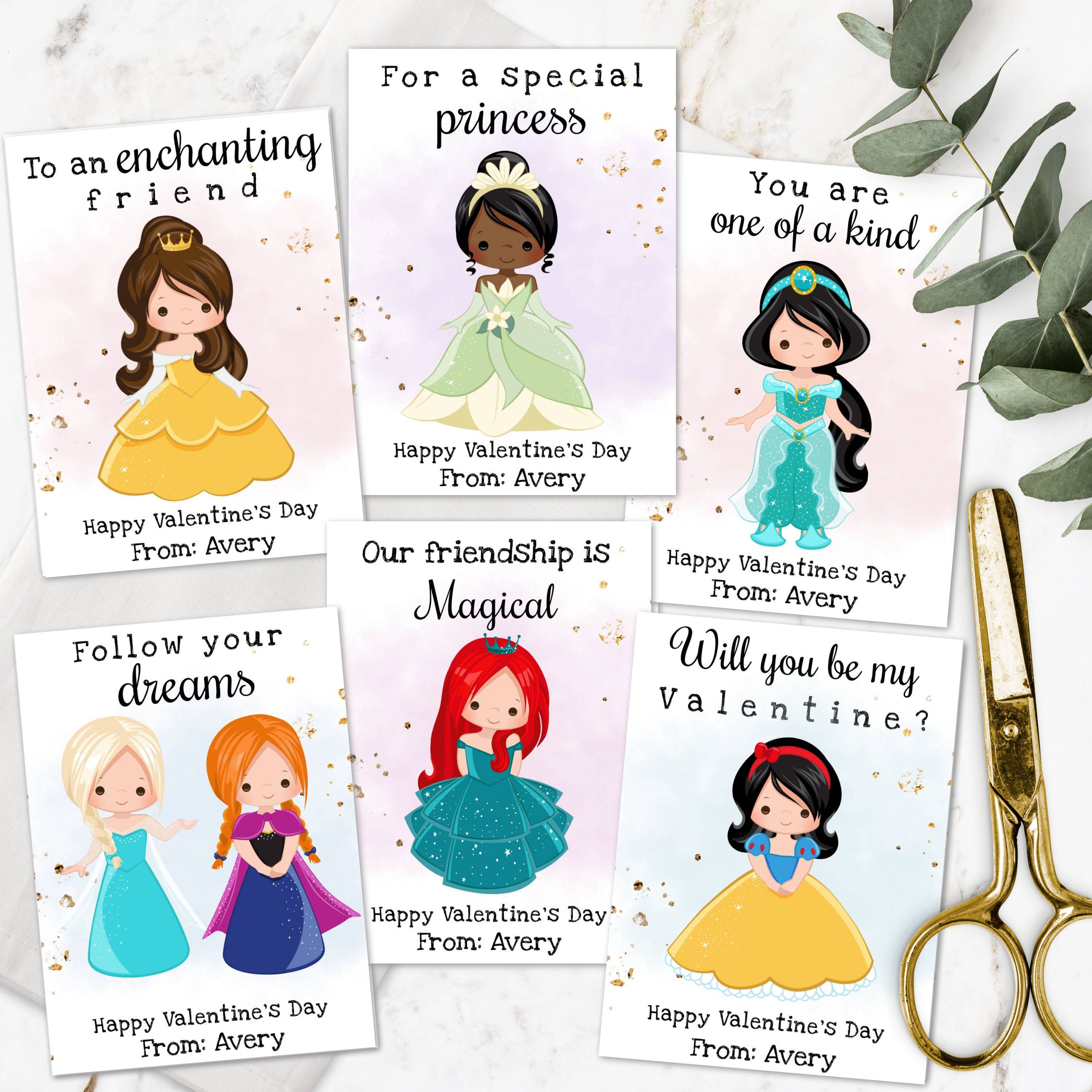 Princess Valentines Day Card Template Digital Valentines | Etsy