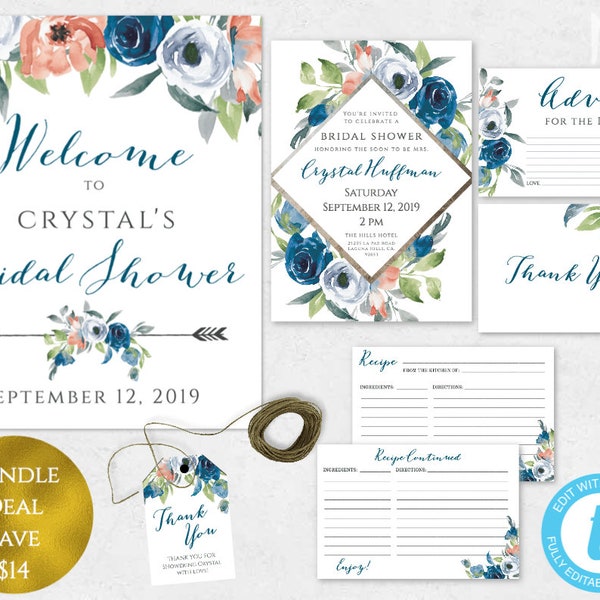 Navy and Coral - Etsy