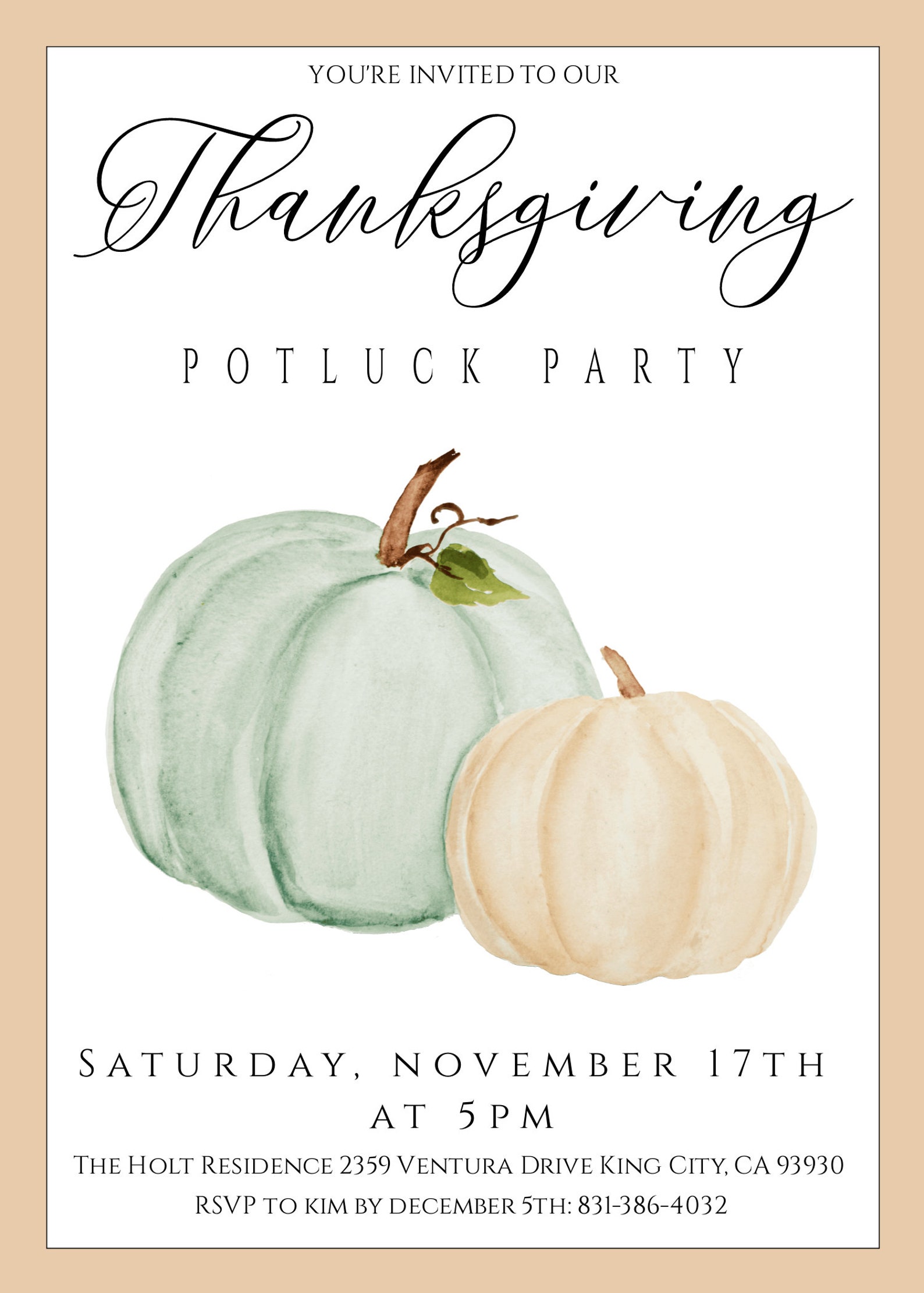 Thanksgiving Invitation Potluck Party Template Set - Etsy