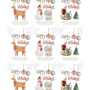 Happy Holidays Gift Tag Template Set of 3, Holiday Party Gift Tag ...