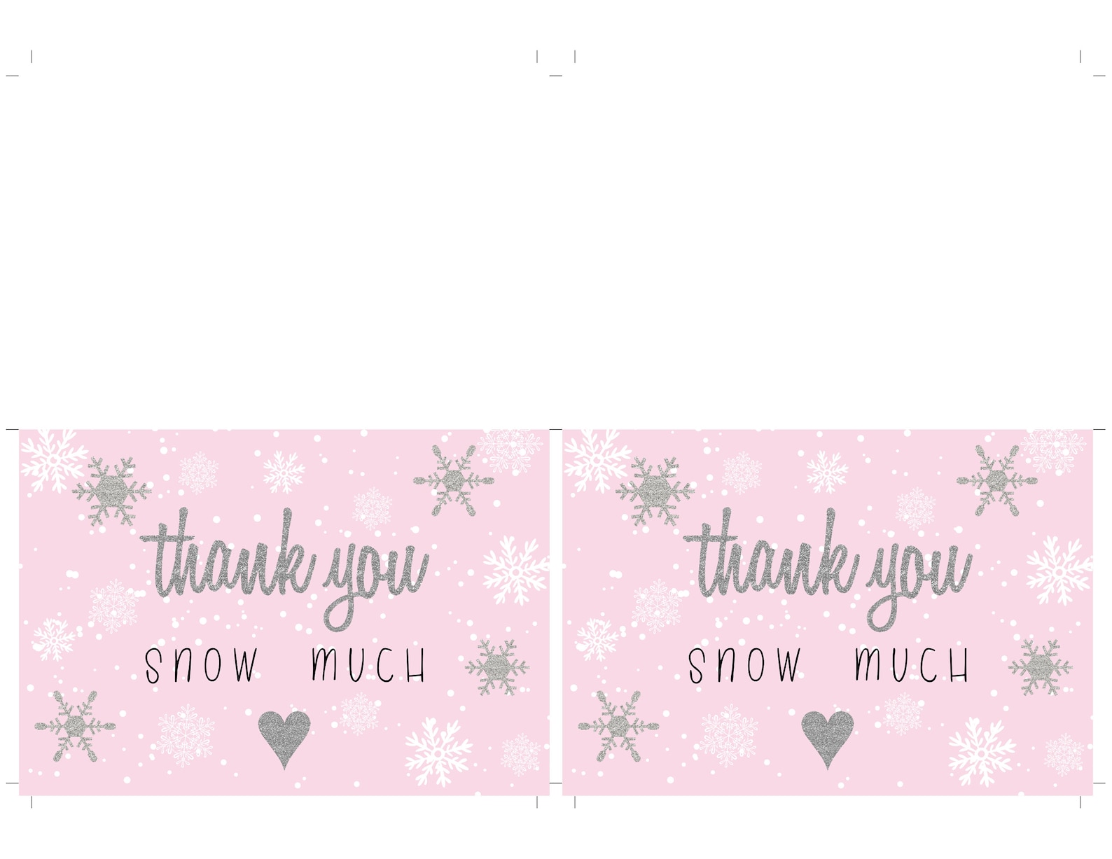 Winter One-derland Thank You Snow Much Card Template Pink - Etsy