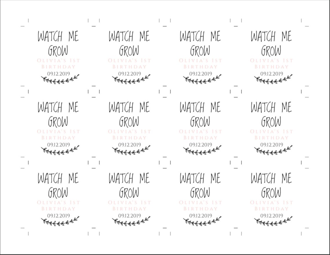 Watch Me Grow Plant Sign Template Succulent Favor Tag | Etsy