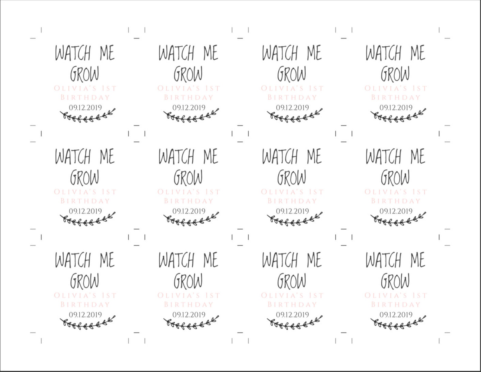 Watch Me Grow Plant Sign Template, Succulent Favor Tag Template, Baby ...
