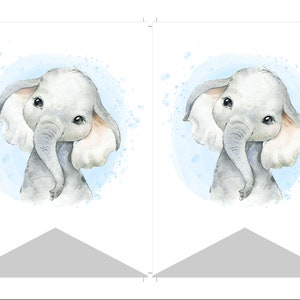 Elephant Baby Shower Banner, Blue Elephant Baby Shower Decor, Printable ...