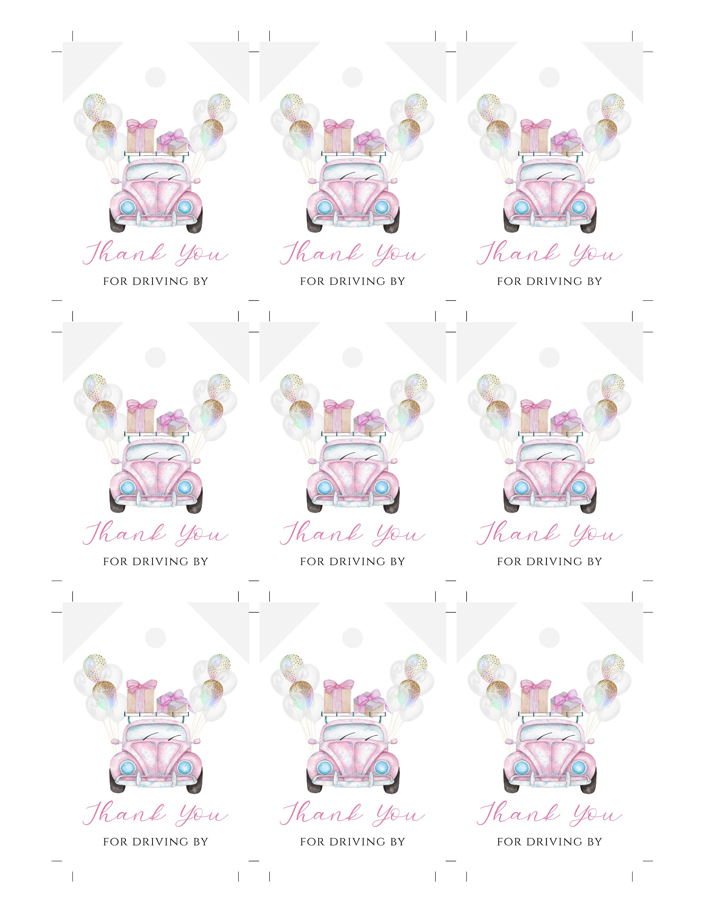 Drive By Baby Shower Favor Tag Template Set Editable | Etsy