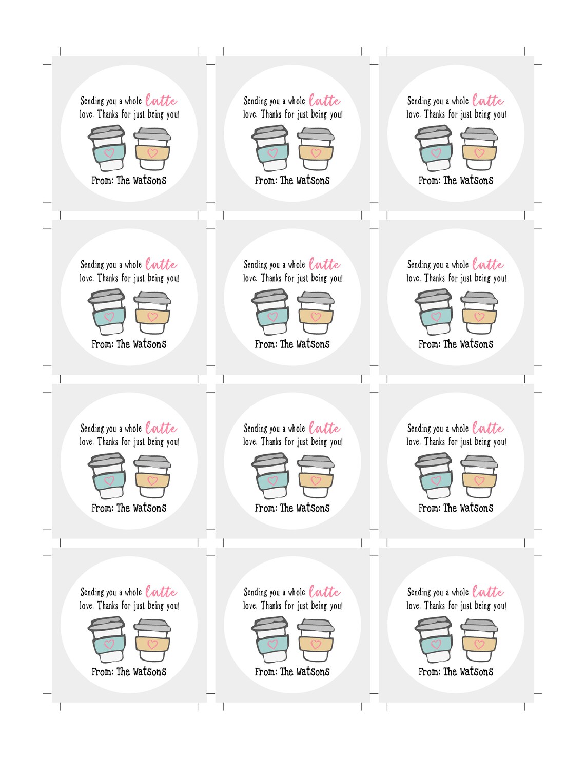 Coffee Gift Tag Template Quarantine Treat Tag Thinking of - Etsy