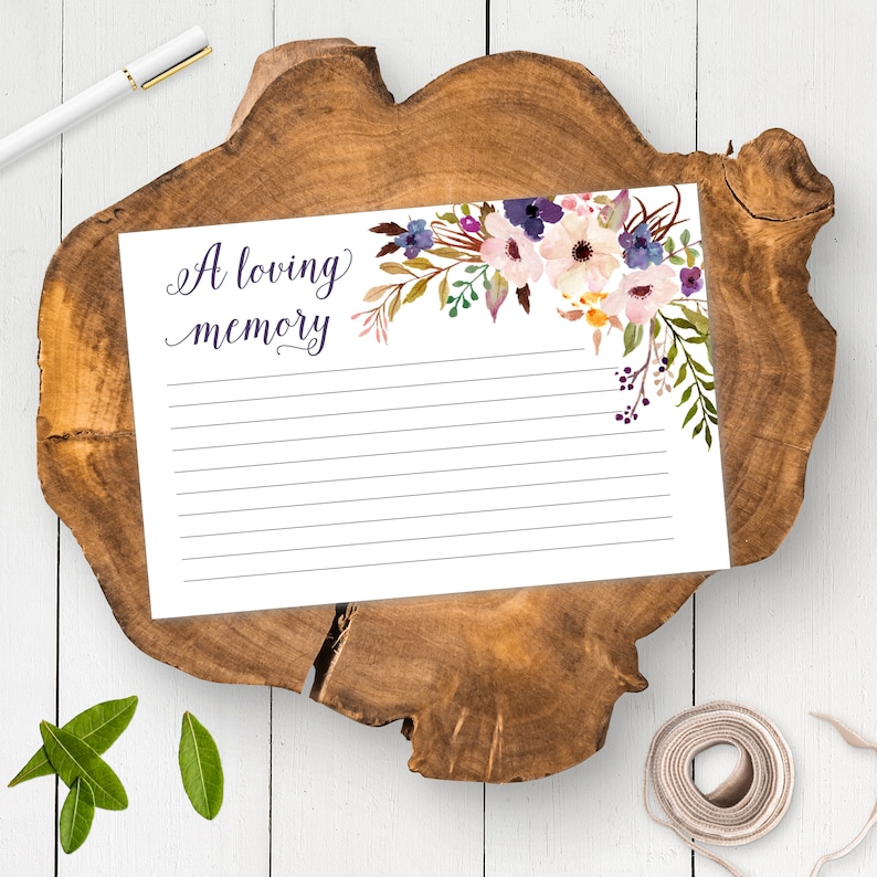 Purple Floral Funeral Keepsake In Loving Memory Card | Etsy