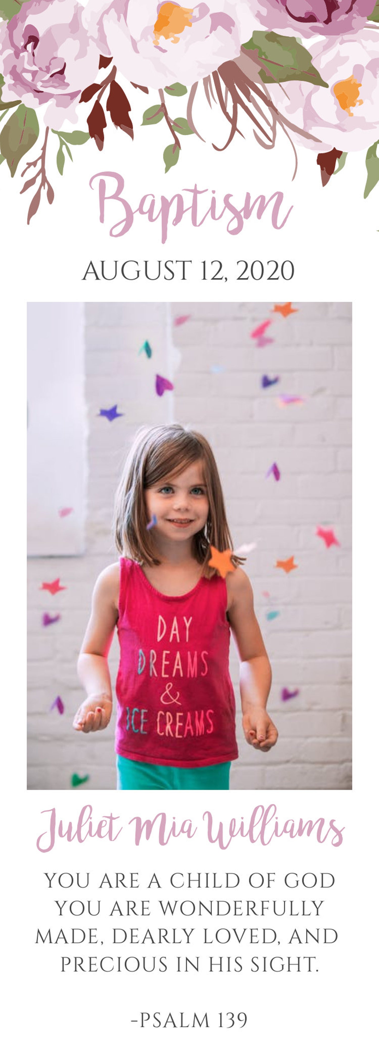 Personalized Bookmark for Baptism Custom Bookmark Baptism | Etsy