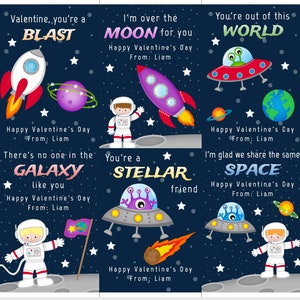 Space Valentine Card Template, Outer Space Valentines Cards for Kids ...