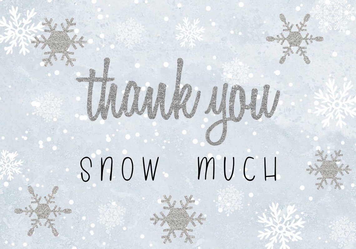 Winter One-derland Thank You Snow Much Card Template, Blue + Silver ...