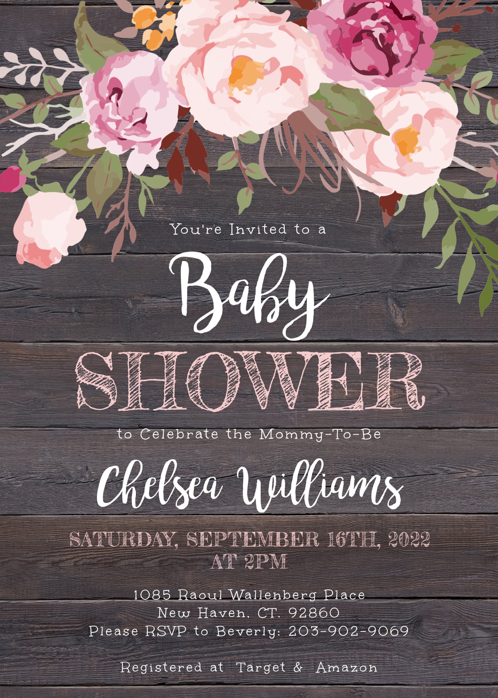 Rustic Floral Baby Shower Invitation Template, Rustic Baby Shower ...