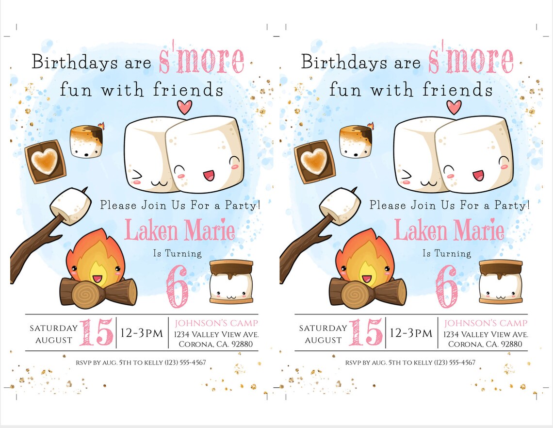 S'more Birthday Invitation Template Smore Birthday | Etsy