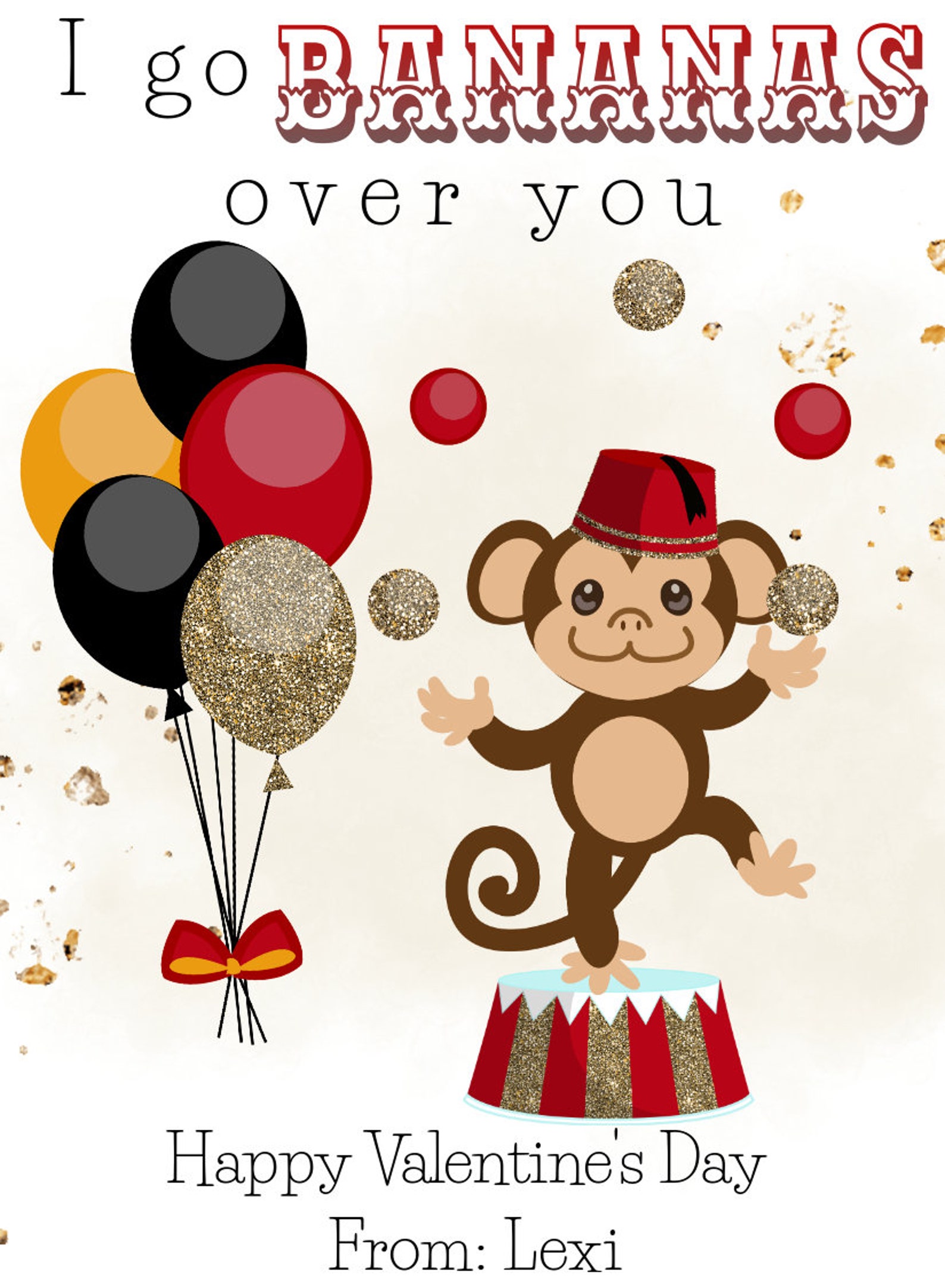 Circus Valentine Card Template Big Top Valentines Cards for - Etsy