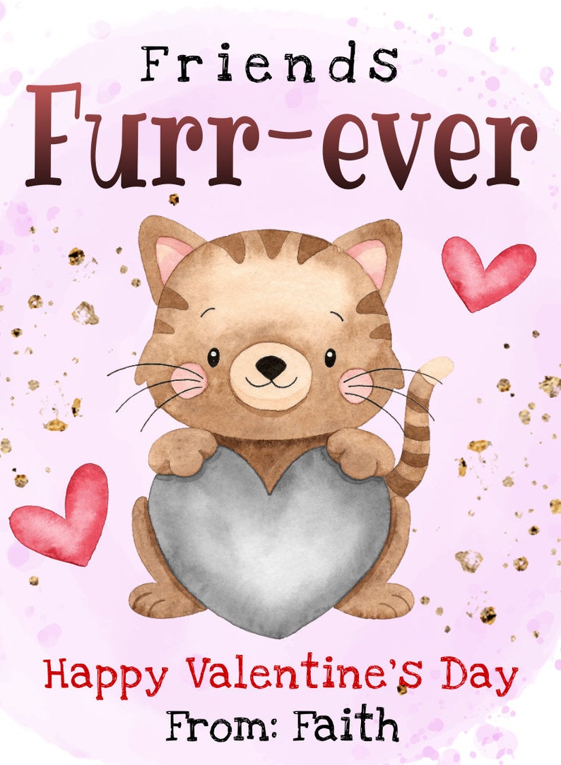 Cats + Dogs Valentines Day Card Template, Printable Cat Valentines ...