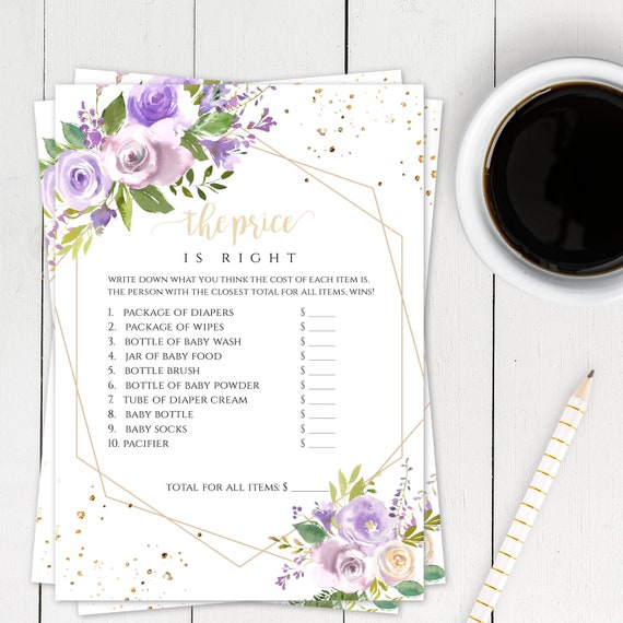Purple Floral the Price is Right Game Template Printable - Etsy