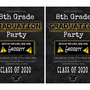 Graduation Invitation Template, 8th Grade Graduation Invite, Graduation ...