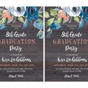 Graduation Invitation Template, 8th Grade Graduation Invite, Graduation ...