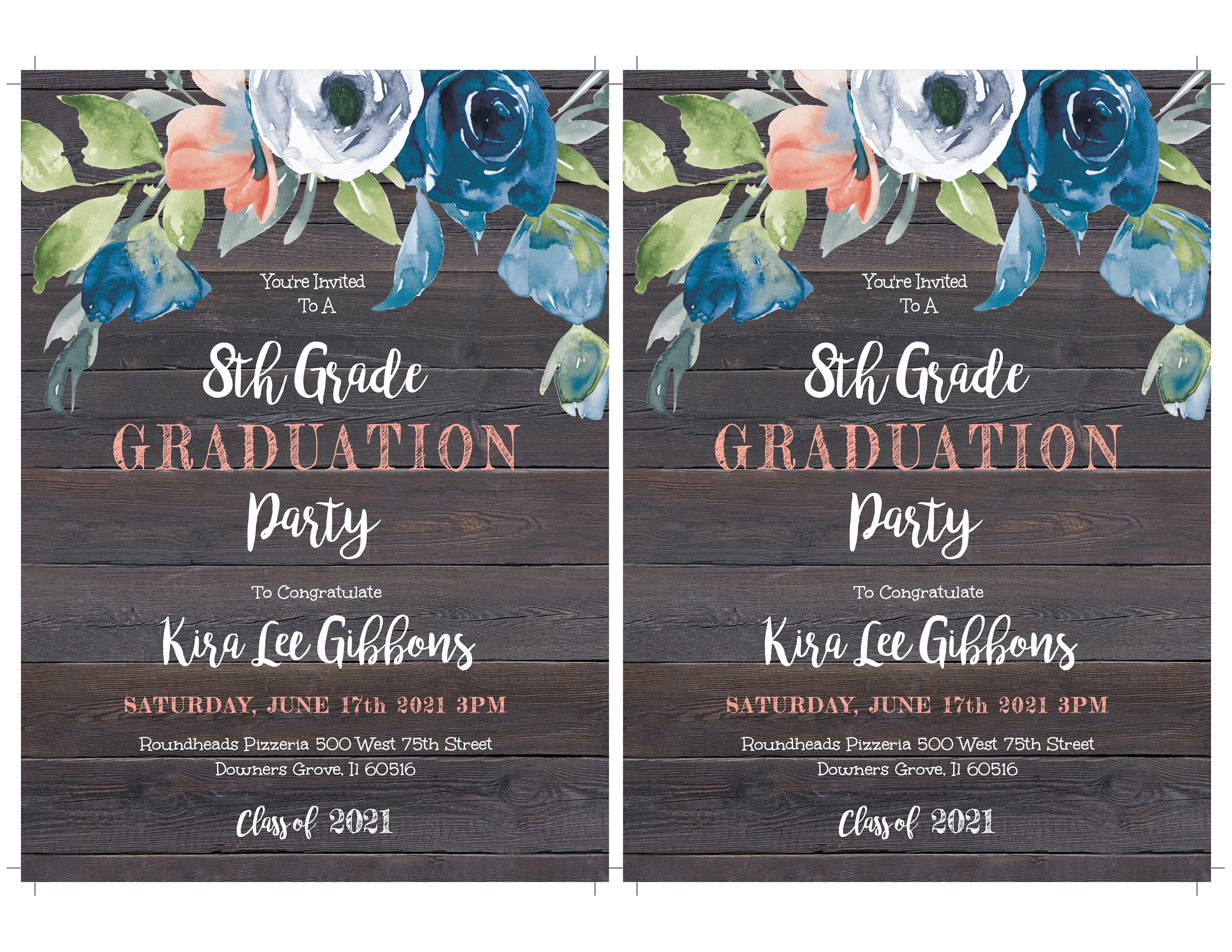 Graduation Invitation Template 8th Grade Graduation Invite | Etsy