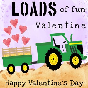 Tractor Valentines Day Card Template, Tractor Valentines Cards for Kids ...